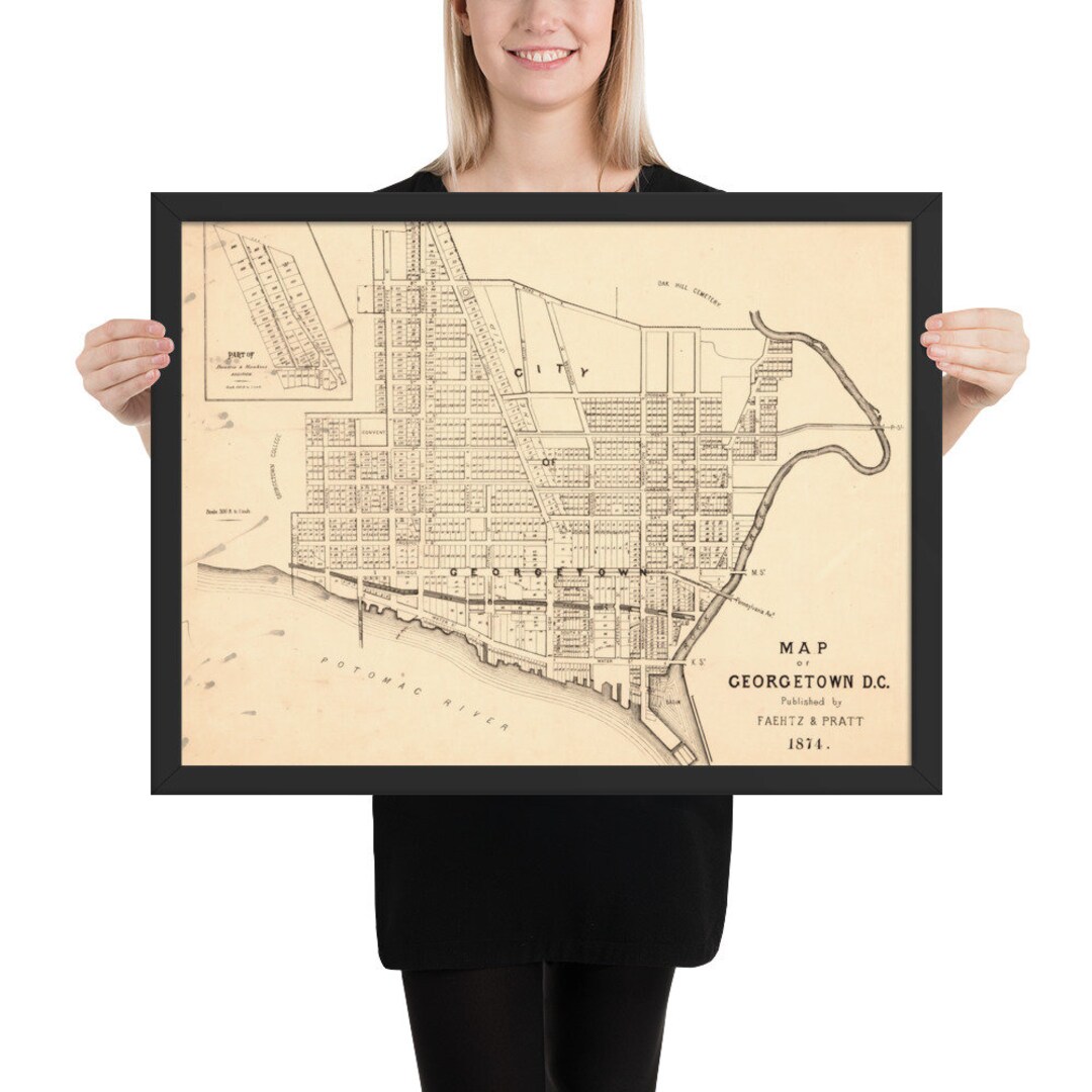 Old Georgetown DC Map (1874) Historical District of Columbia ...