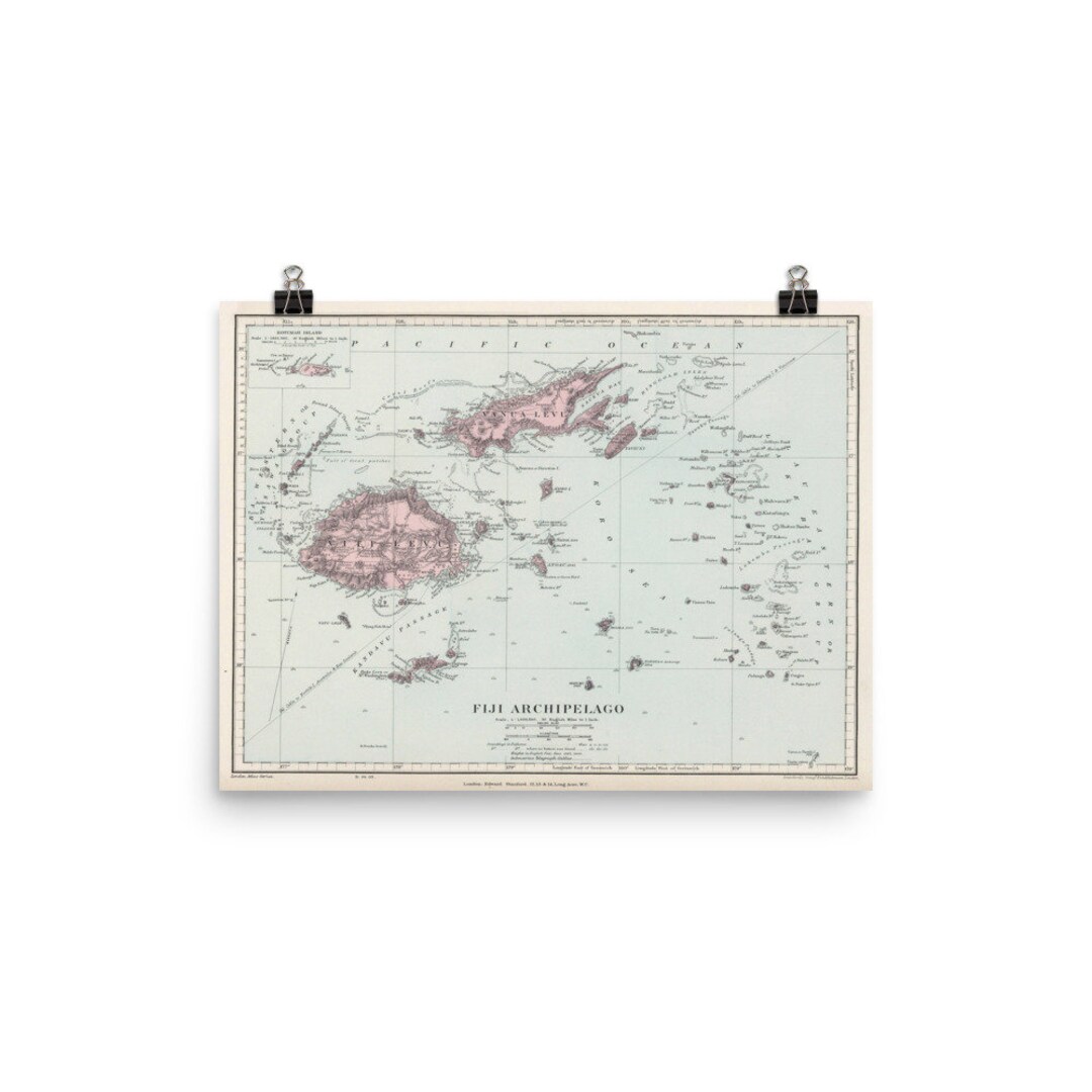 Old Fiji Map (1904) Vintage Viti Levu and Vanua Levu Atlas Poster - Etsy