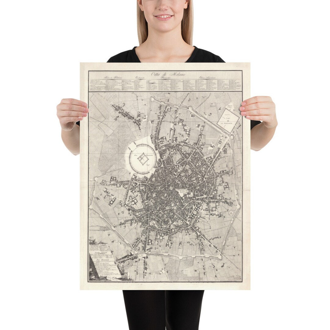 Old Milan Italy Map (1801) Vintage Lombardy Capital City Atlas Poster ...