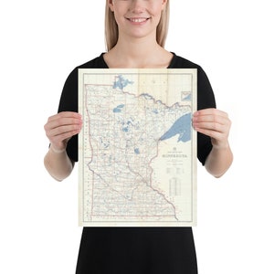 Old Minnesota County & State Postal Map (1953) Vintage Land of 10,000 ...