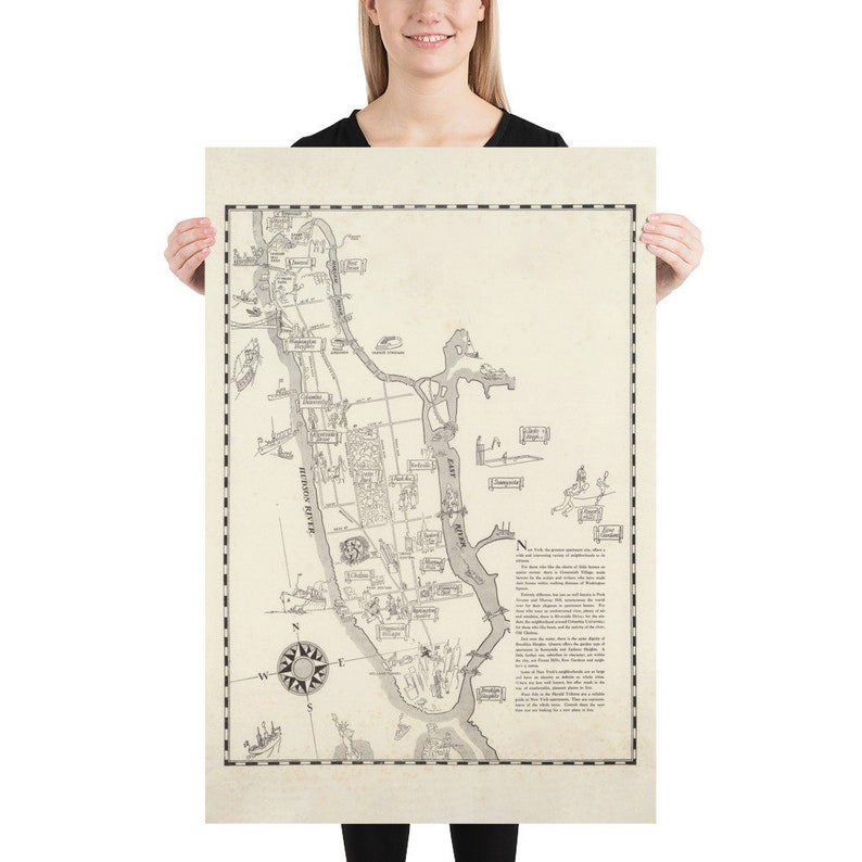 Old New York City Pictorial Map 1925 Vintage Manhattan Atlas - Etsy