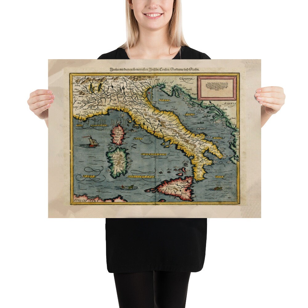 Old Italy Map 1588 Vintage Italia Atlas Poster - Etsy