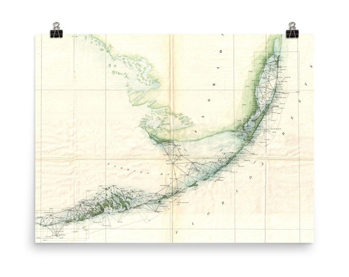 Old Florida Keys Map 1771 Vintage Southern FL Atlas Poster - Etsy