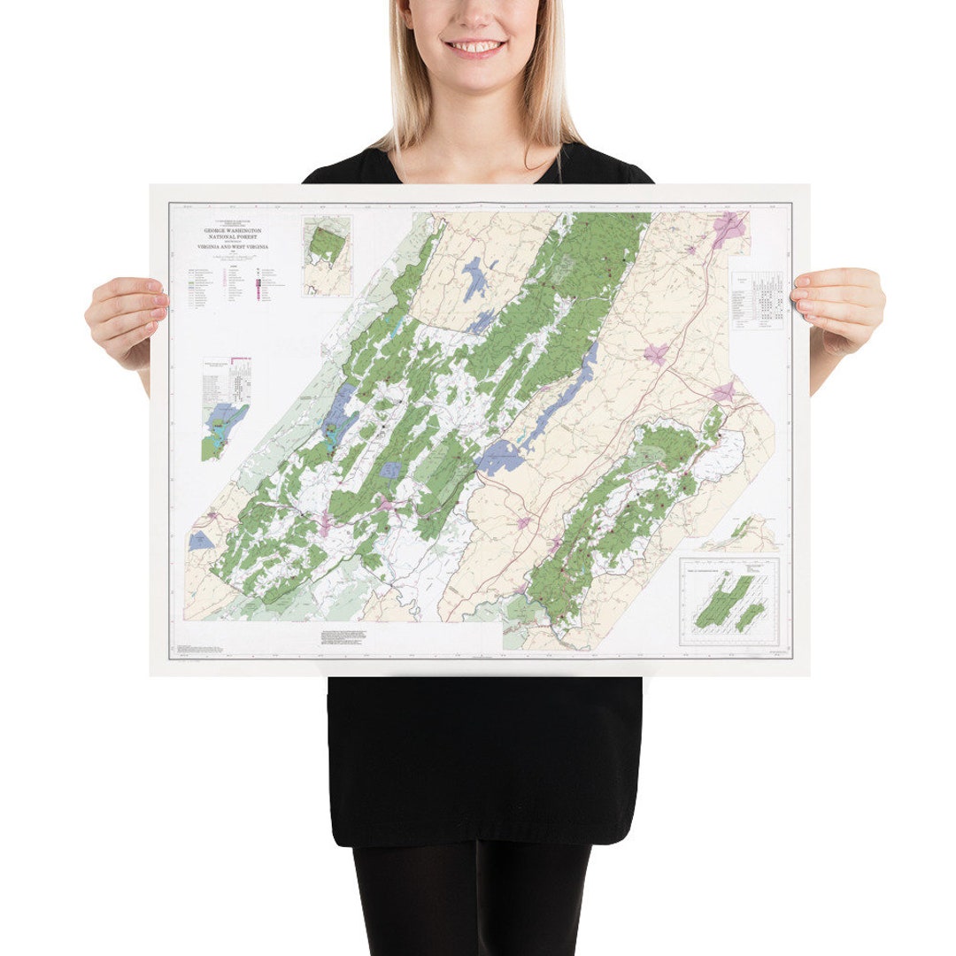 George Washington National Forest Map (1989) Virginias Woodland ...