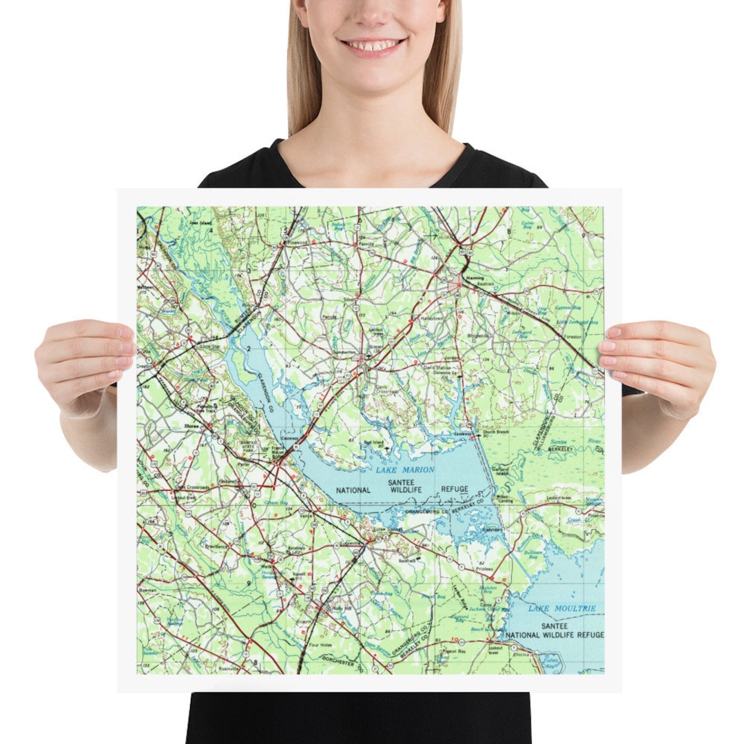 Old Lake Marion SC Map (1957) Vintage South Carolina Reservoir Atlas ...