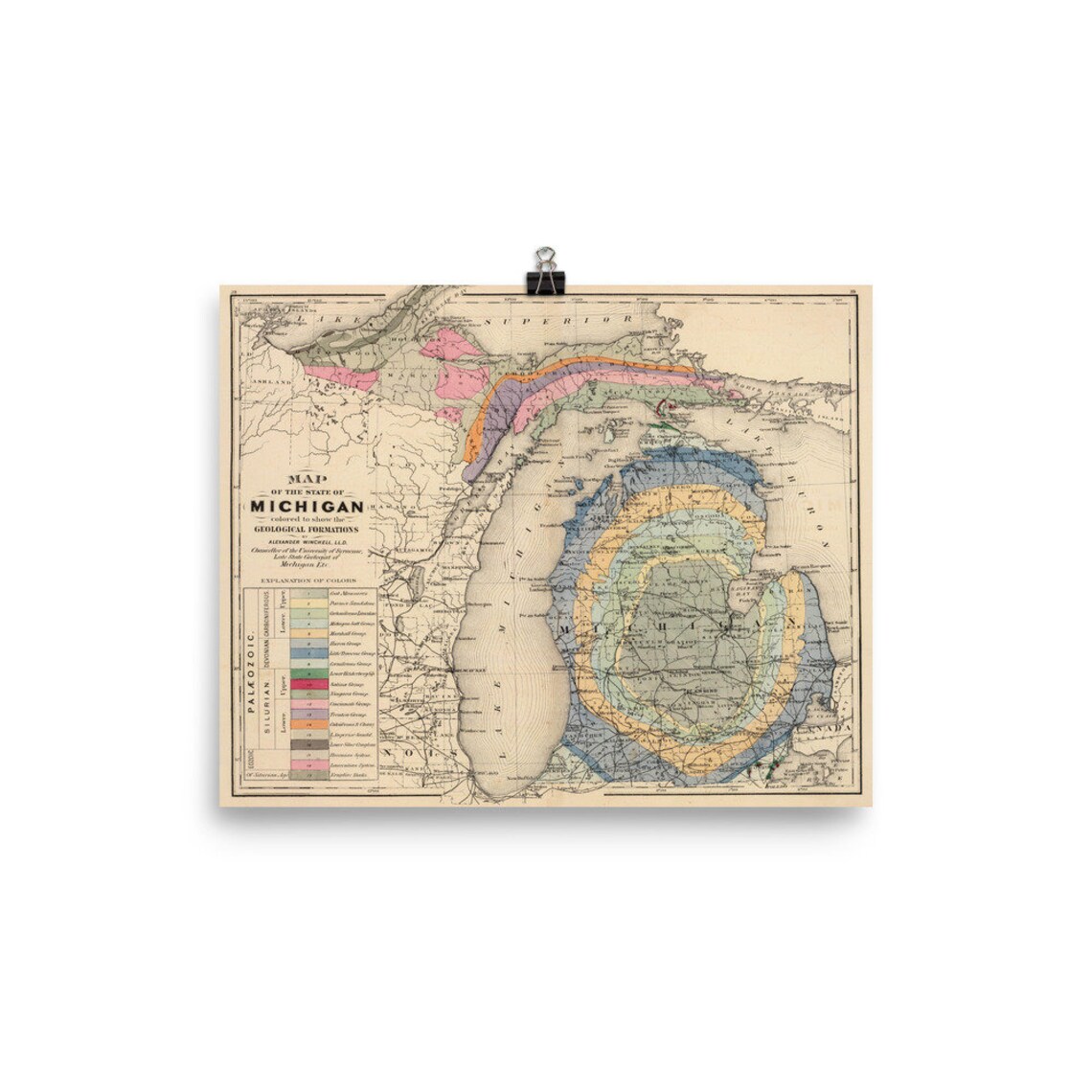 Vintage Michigan Geology Map 1873 Old MI Geological Atlas - Etsy