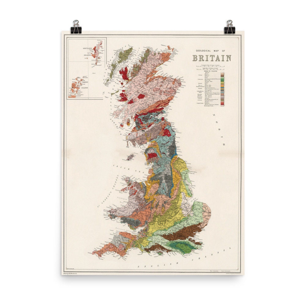 Geology Map of Britain 1904 Old Geological UK Atlas Poster - Etsy