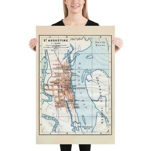 Old St Augustine FL Map (1908) Vintage FL Spanish Settlement Atlas ...