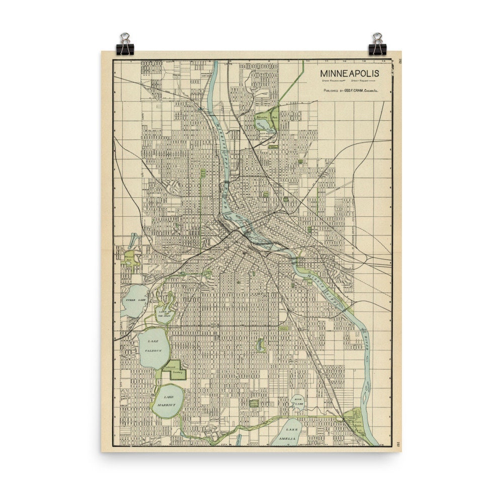 Old Minneapolis MN Map 1901 Vintage Minnesota City of Lakes - Etsy