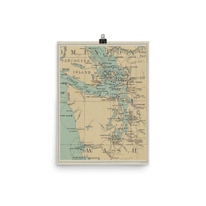 Vintage Puget Sound Lighthouse Map (1898) Washington State Inlet Atlas ...