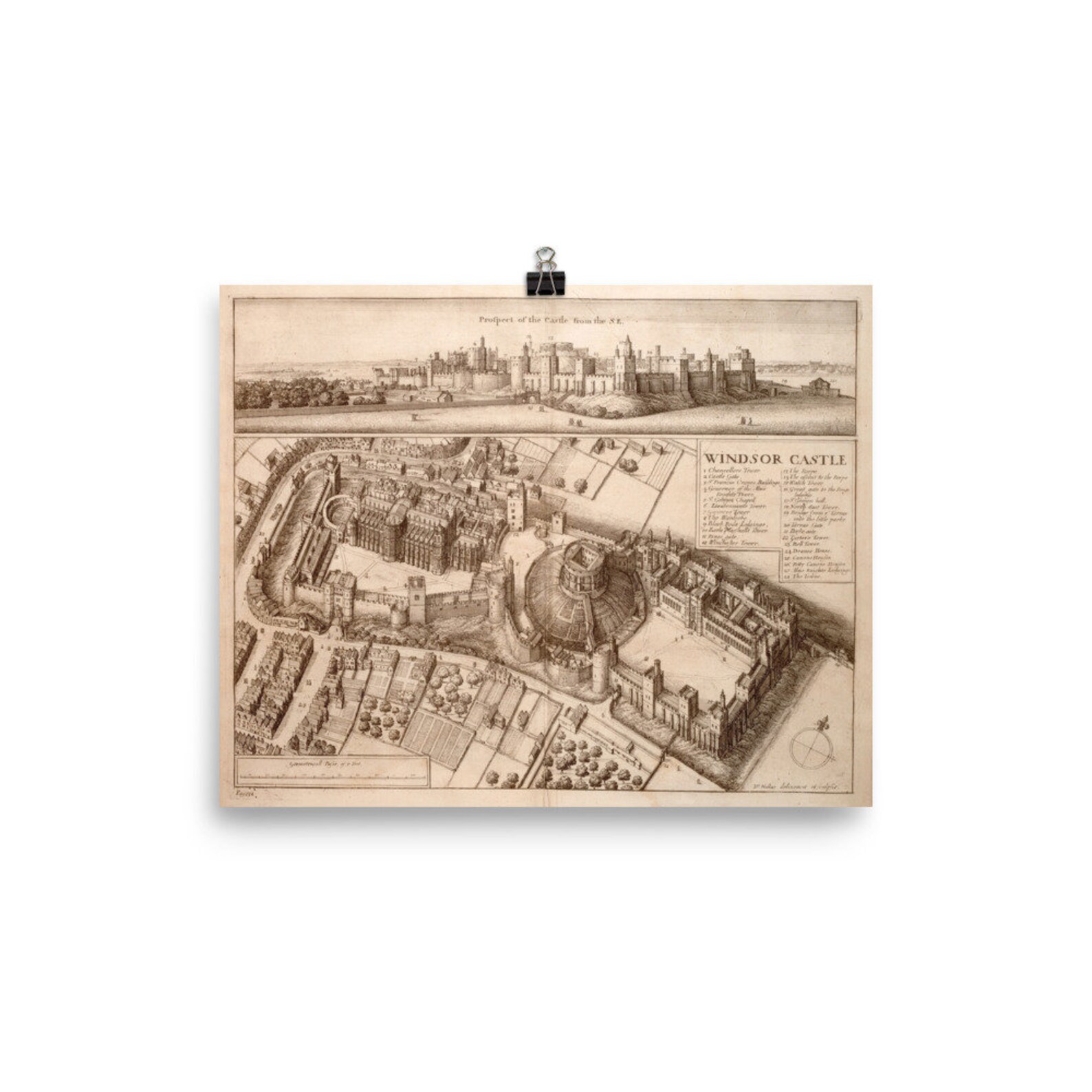 Windsor Castle Map 1677 Medieval England Castle Architecture - Etsy