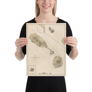 Old St Kitts & Nevis Island Map (1872) Vintage Saint Christopher Isle ...