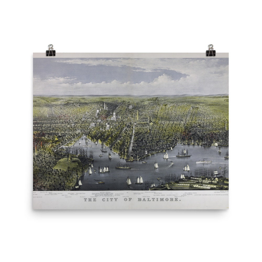 Old Baltimore MD Map 1880 Charm City Maryland Atlas Poster | Etsy