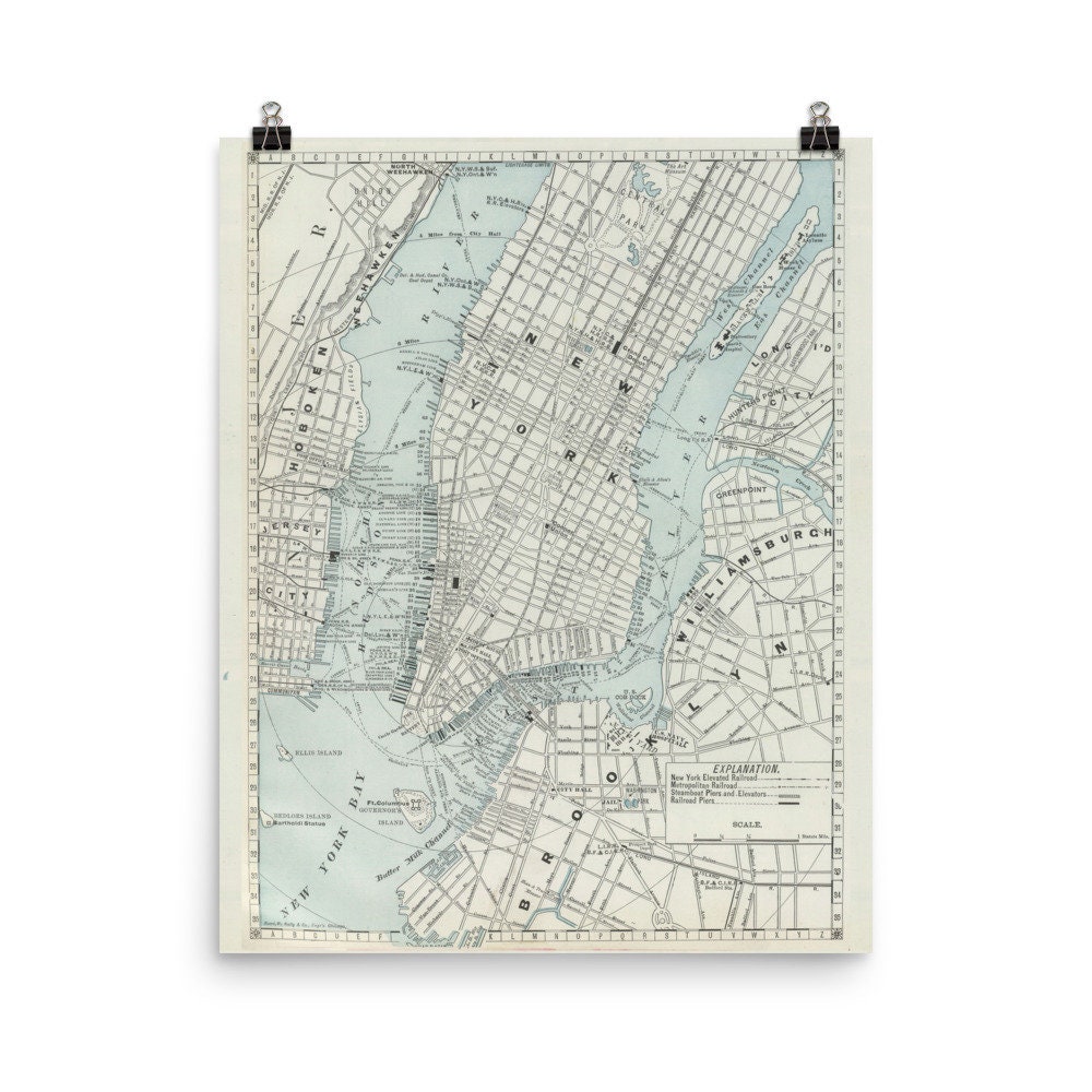 Old New York City Map 1889 Vintage NYC City & Street Atlas | Etsy