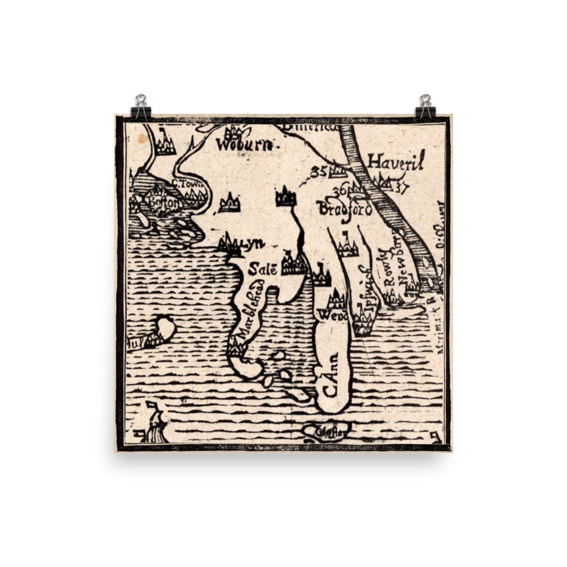 Salem Massachusetts Map 1600 Old Environs Atlas Poster - Etsy