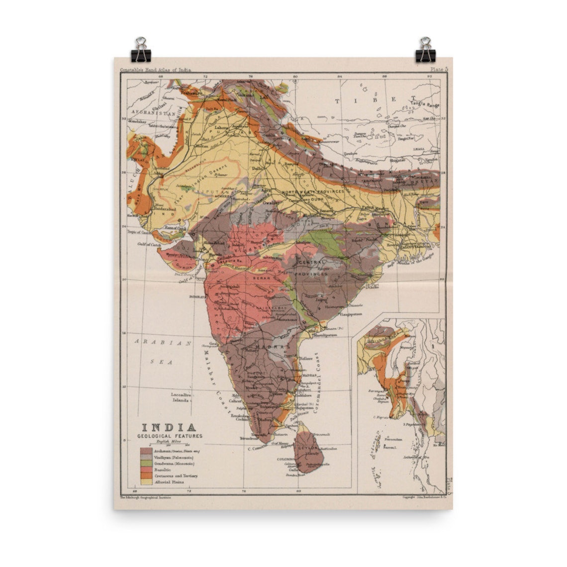 Old India Geological Map 1893 Vintage Indian Geology Atlas - Etsy