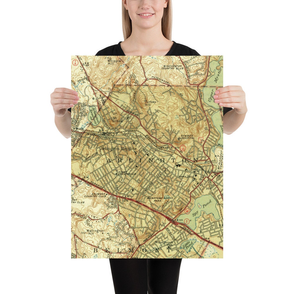 Old Arlington MA Map 1946 Vintage Boston Massachusetts | Etsy