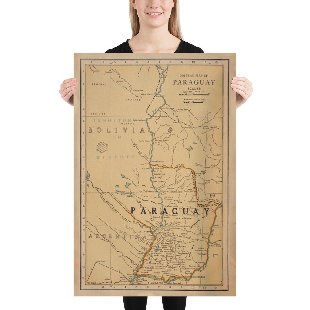 Old Paraguay Map (1924) Vintage Paraguayan Country Atlas Poster - Etsy