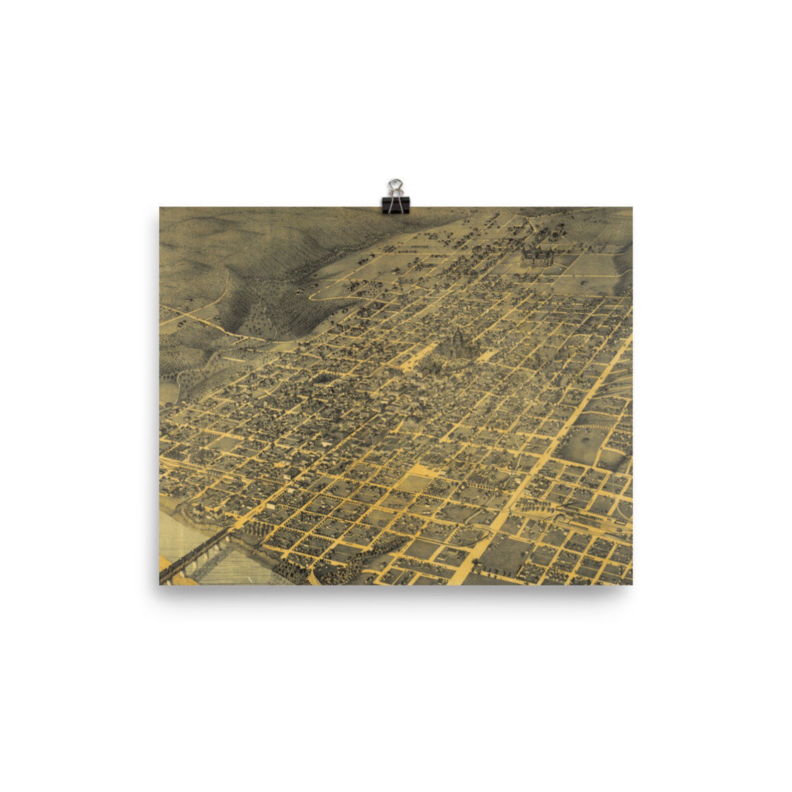 Old Austin TX Map 1887 Birds Eye Perspective Atlas Poster | Etsy