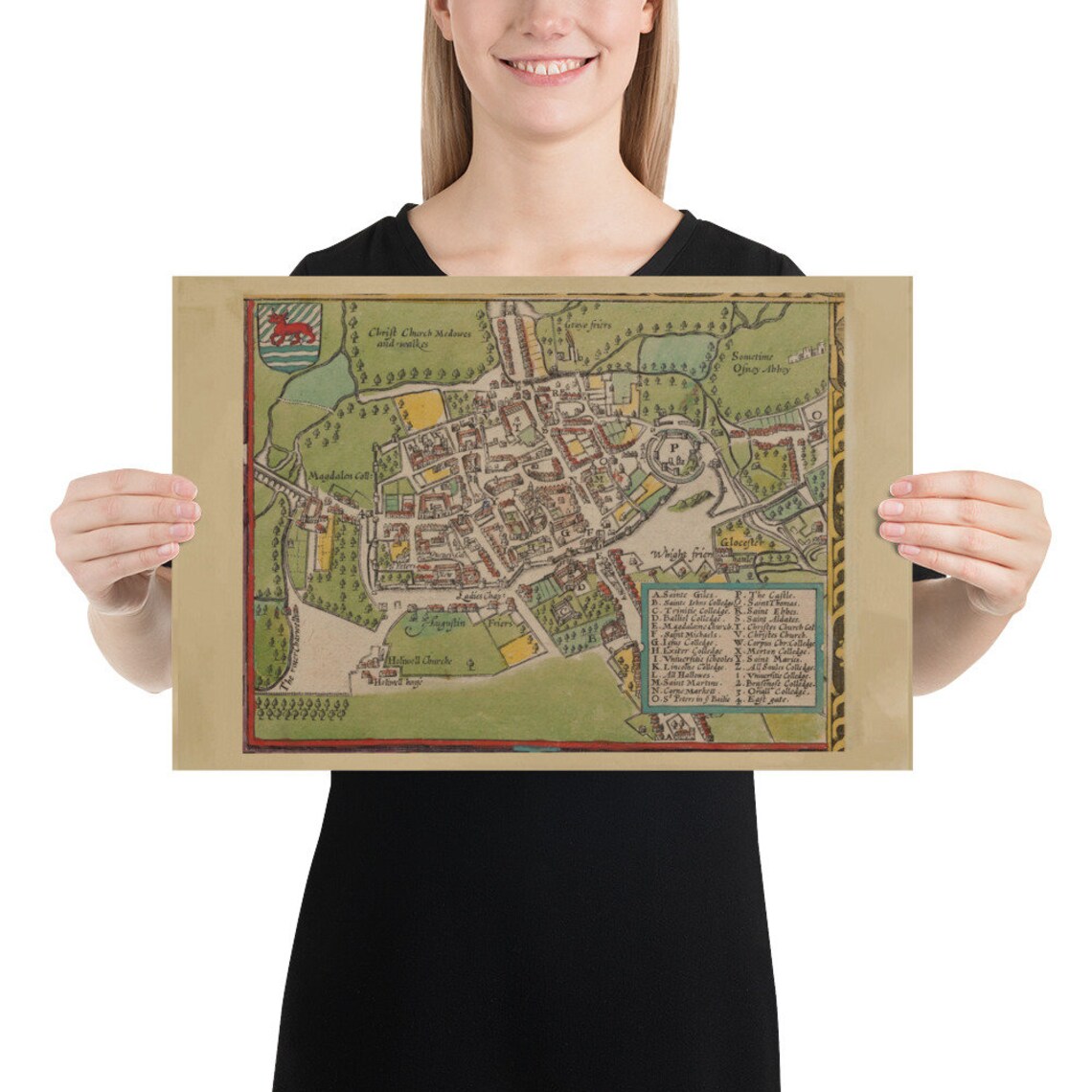 Old Oxford England Map (1605) Vintage Oxfordshire UK City Atlas Poster ...