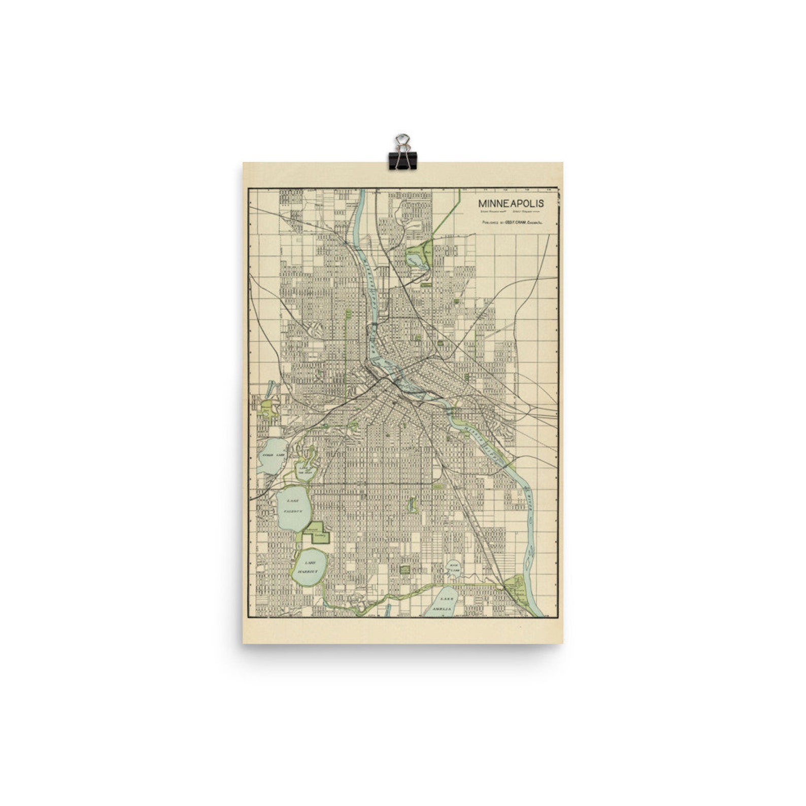 Old Minneapolis MN Map (1901) Vintage Minnesota City of Lakes Atlas ...
