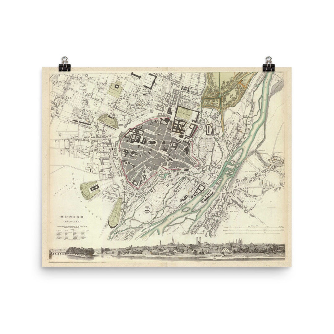 Munich Germany Map 1832 Old Bavarian City Atlas Poster - Etsy