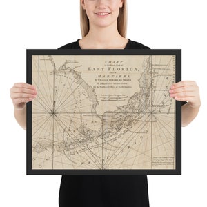 Old Florida Keys Map (1771) Vintage Southern FL Atlas Framed Poster - Etsy