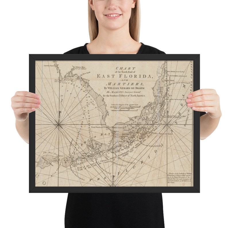 Old Florida Keys Map (1771) Vintage Southern FL Atlas Framed Poster - Etsy