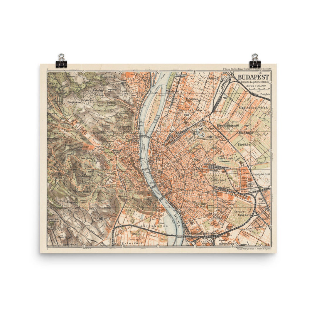Old Budapest Hungary Map (1919) Vintage Hungarian Capital City Atlas ...