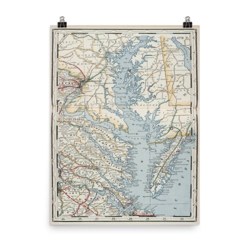 Old Chesapeake Bay Map 1901 Vintage Delmarva Peninsula Atlas - Etsy