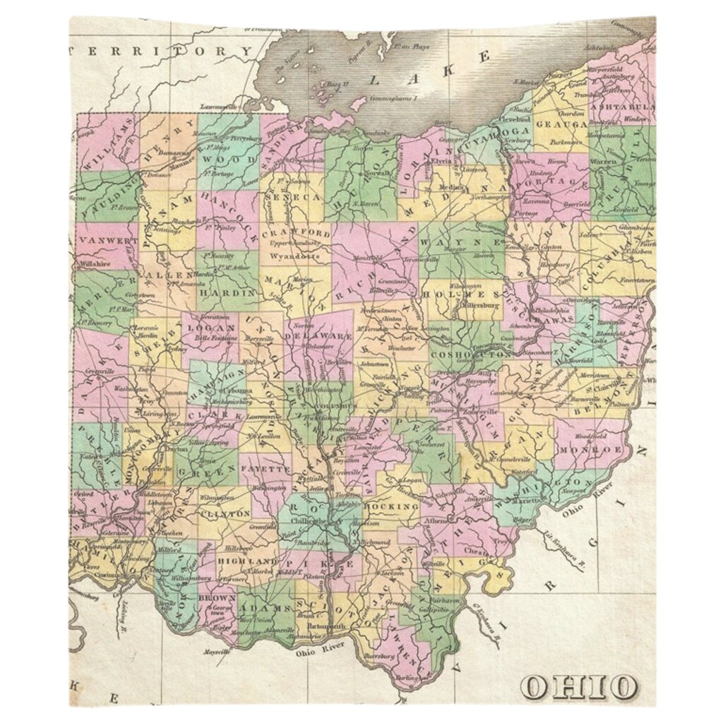 Vintage Ohio Map Tapestry 1827 State Atlas | Etsy