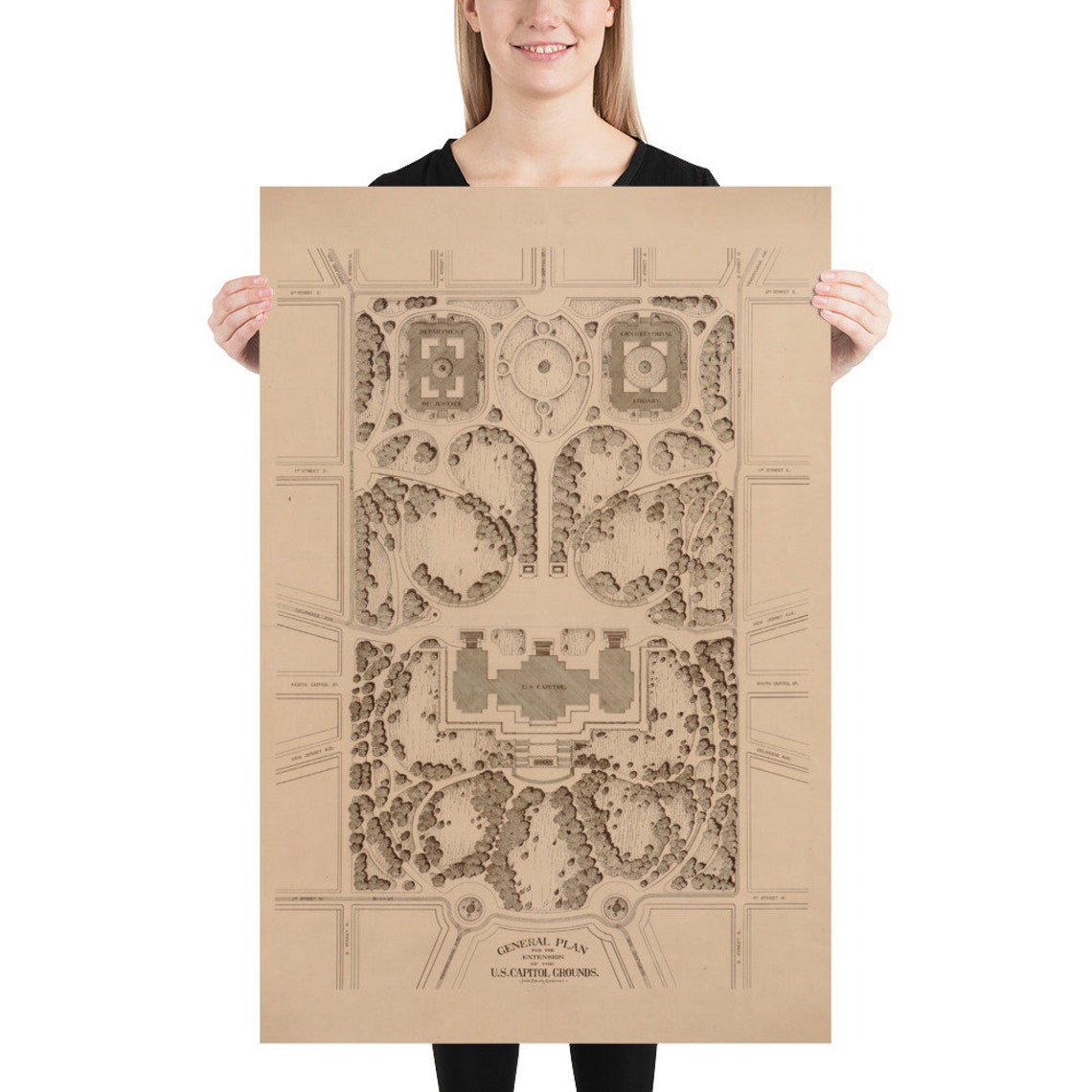 Old US Capitol Grounds Map 1874 Vintage United States - Etsy