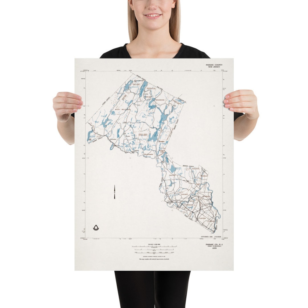 Passaic County NJ Map (1987) Northern New Jersey Region Atlas Poster - Etsy
