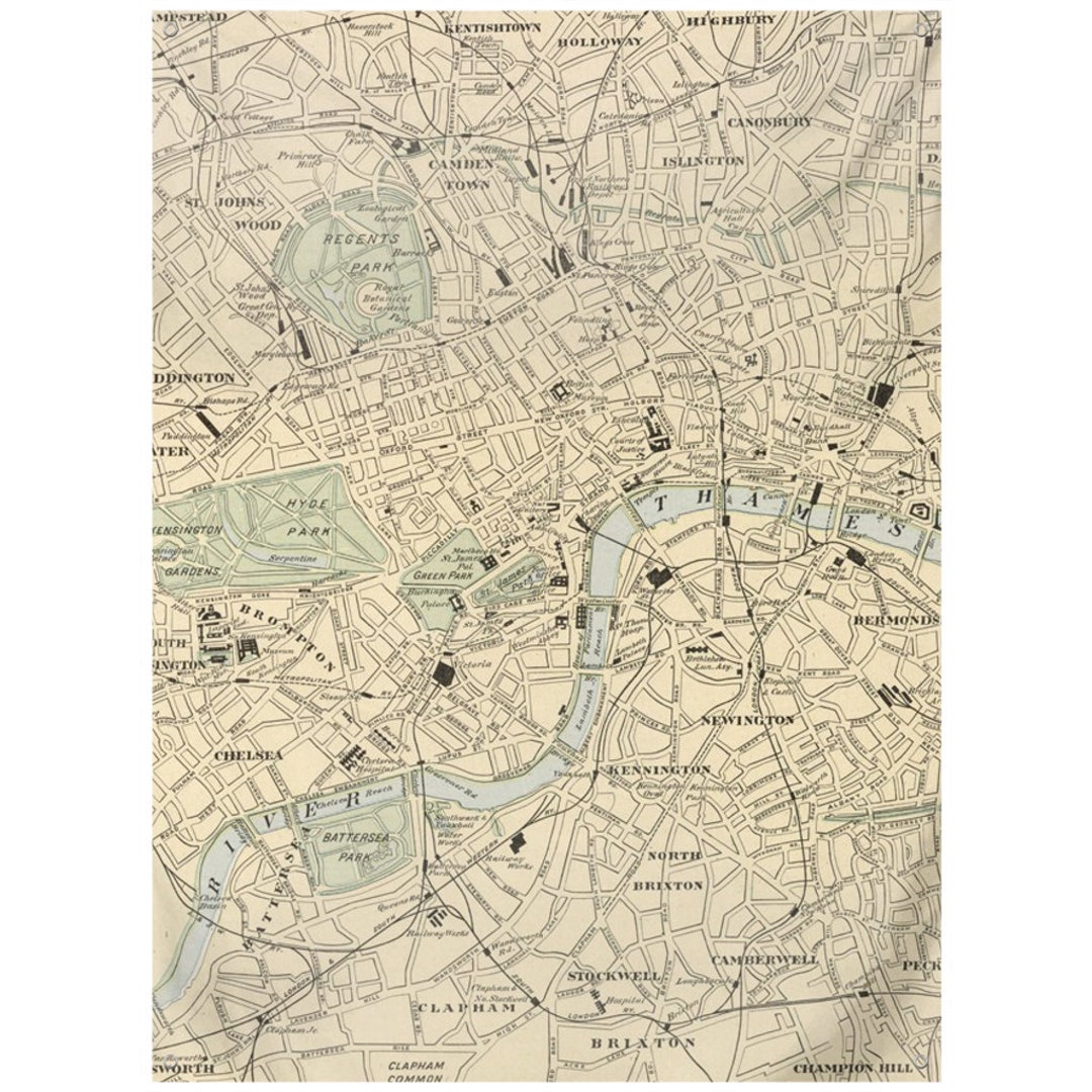 London Map Tapestry (1901) Old Street Atlas - Etsy