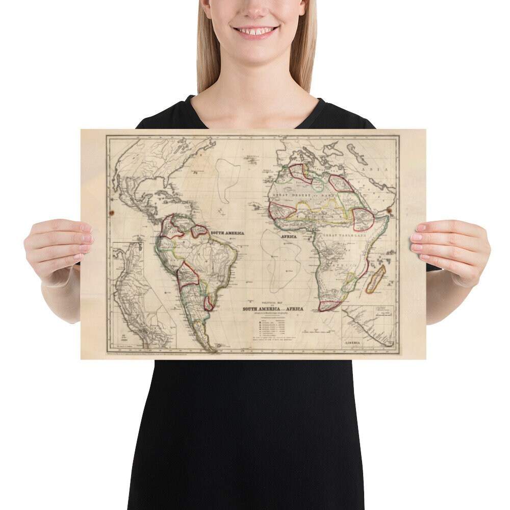 Old Atlantic Ocean Map (1849) Vintage Nautical Chart Poster - Etsy