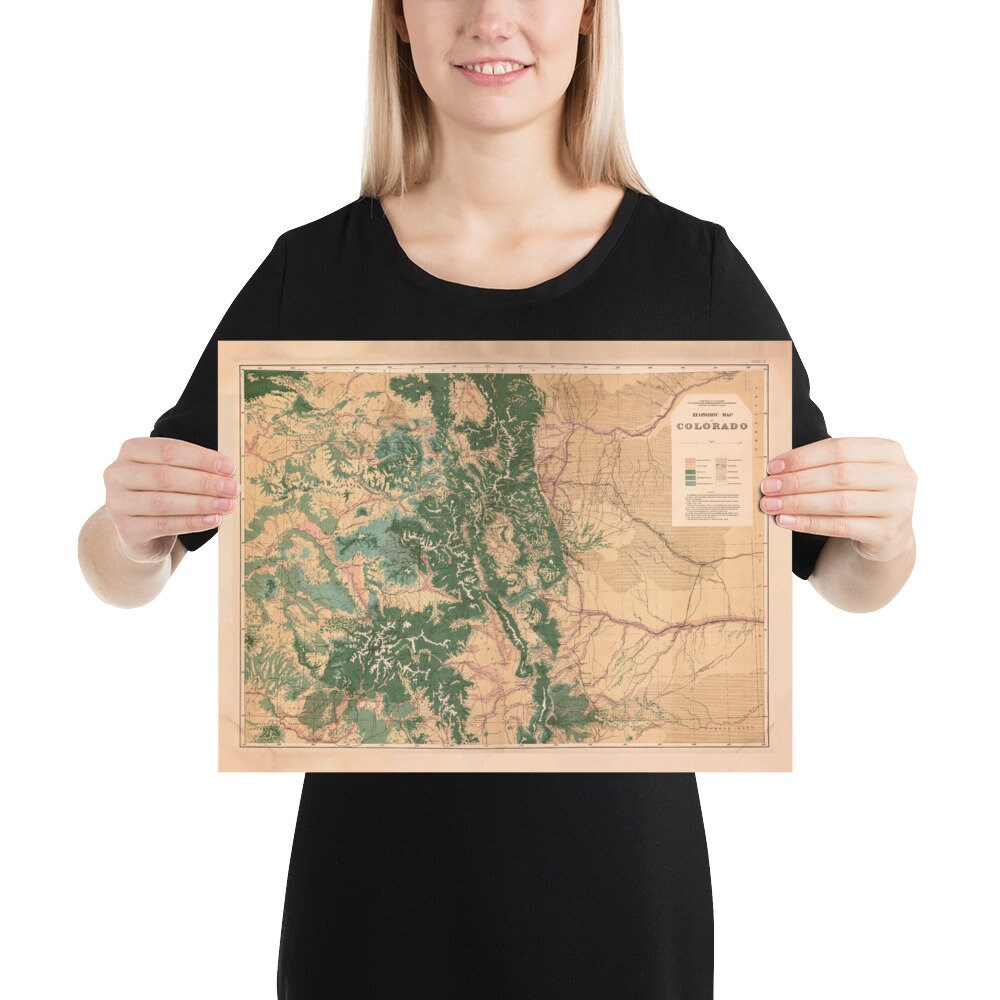 Old Colorado Natural Resources Map 1877 Vintage CO Mining - Etsy