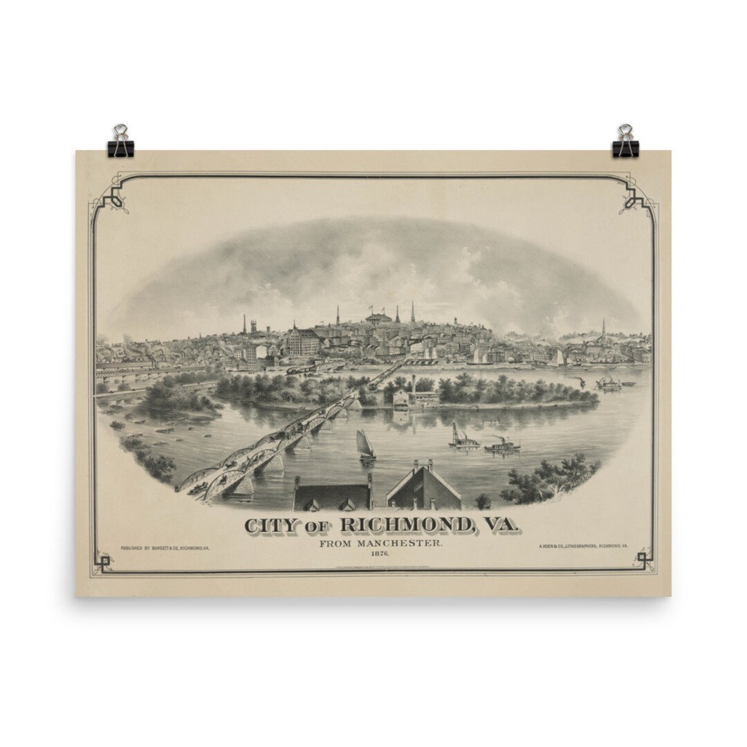 Old Richmond VA Map (1876) Vintage Virginia Capital City Art Poster - Etsy
