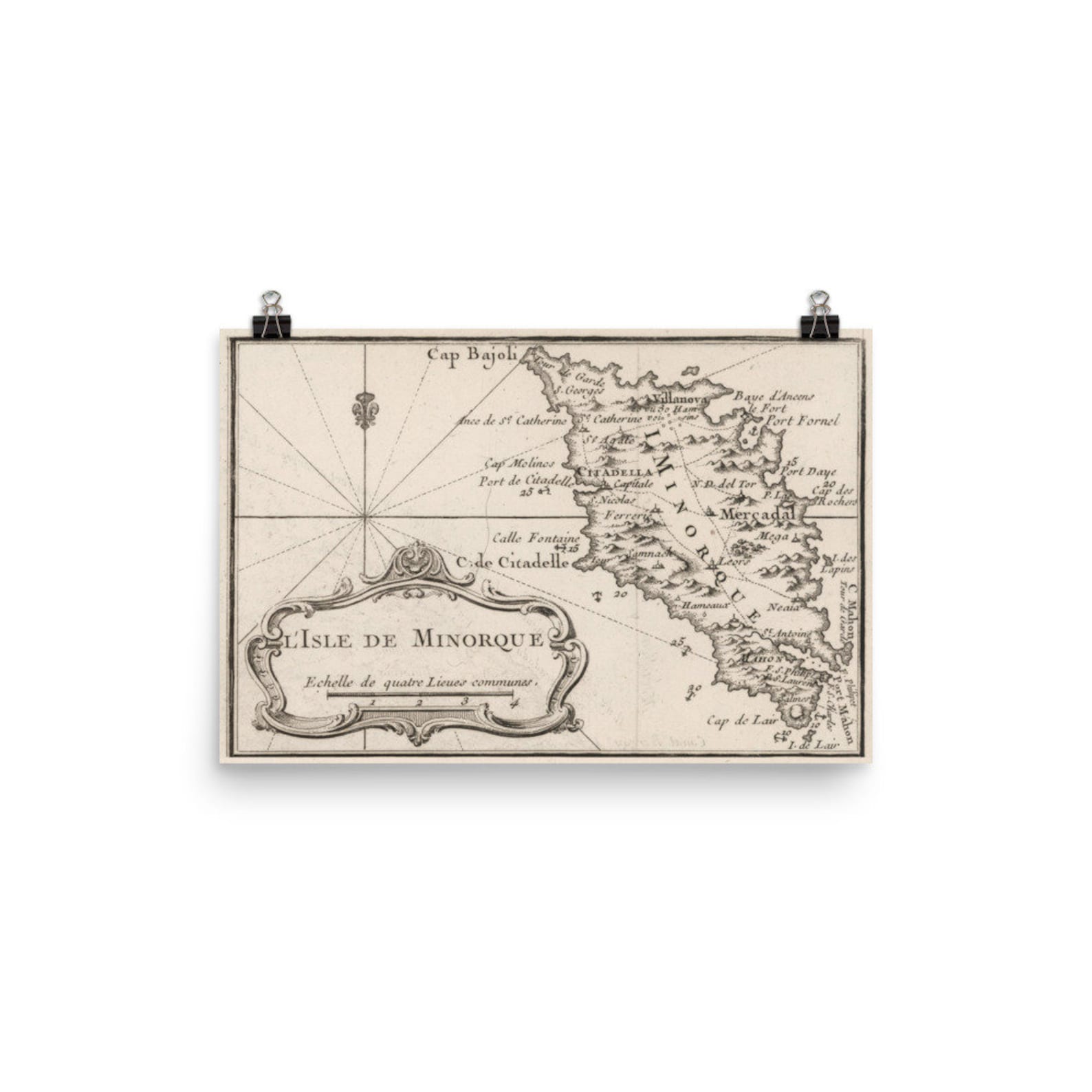 Old Menorca Spain Map 1764 Vintage Minorca and Balearic - Etsy