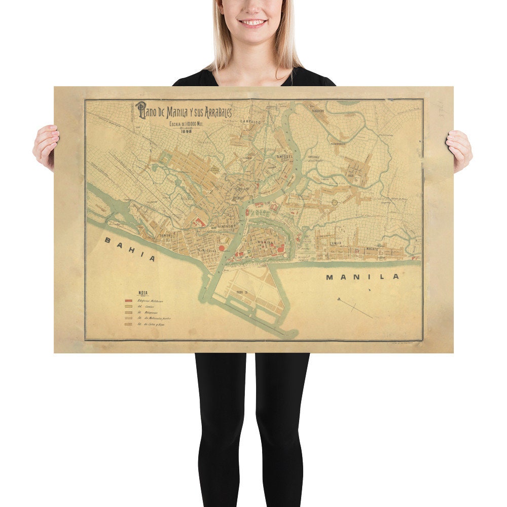 Old Manila Philippines Map (1898) Vintage Capital City & Street Atlas ...