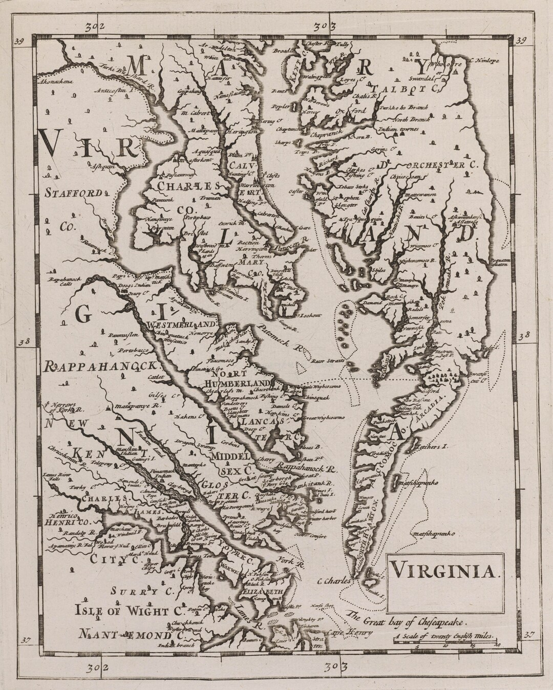 Old Chesapeake Bay Map (1681) Digital Download - Etsy