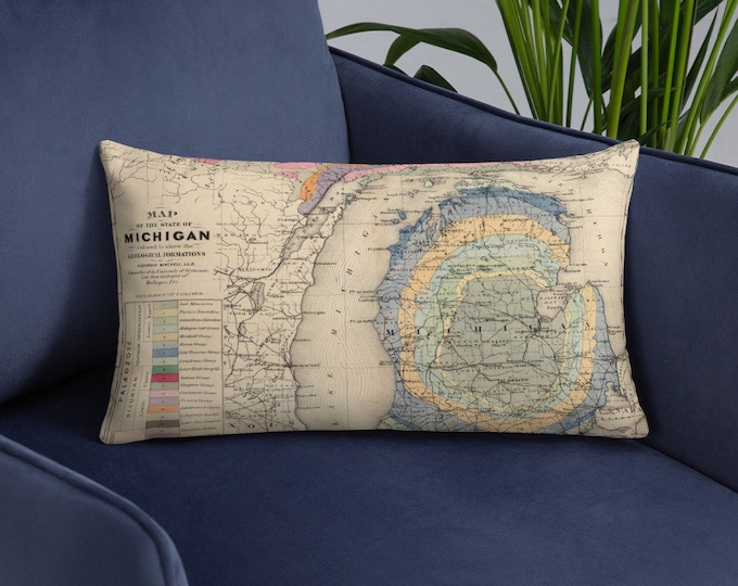 Michigan Map 1888 Old Great Lakes State Atlas Poster - Etsy