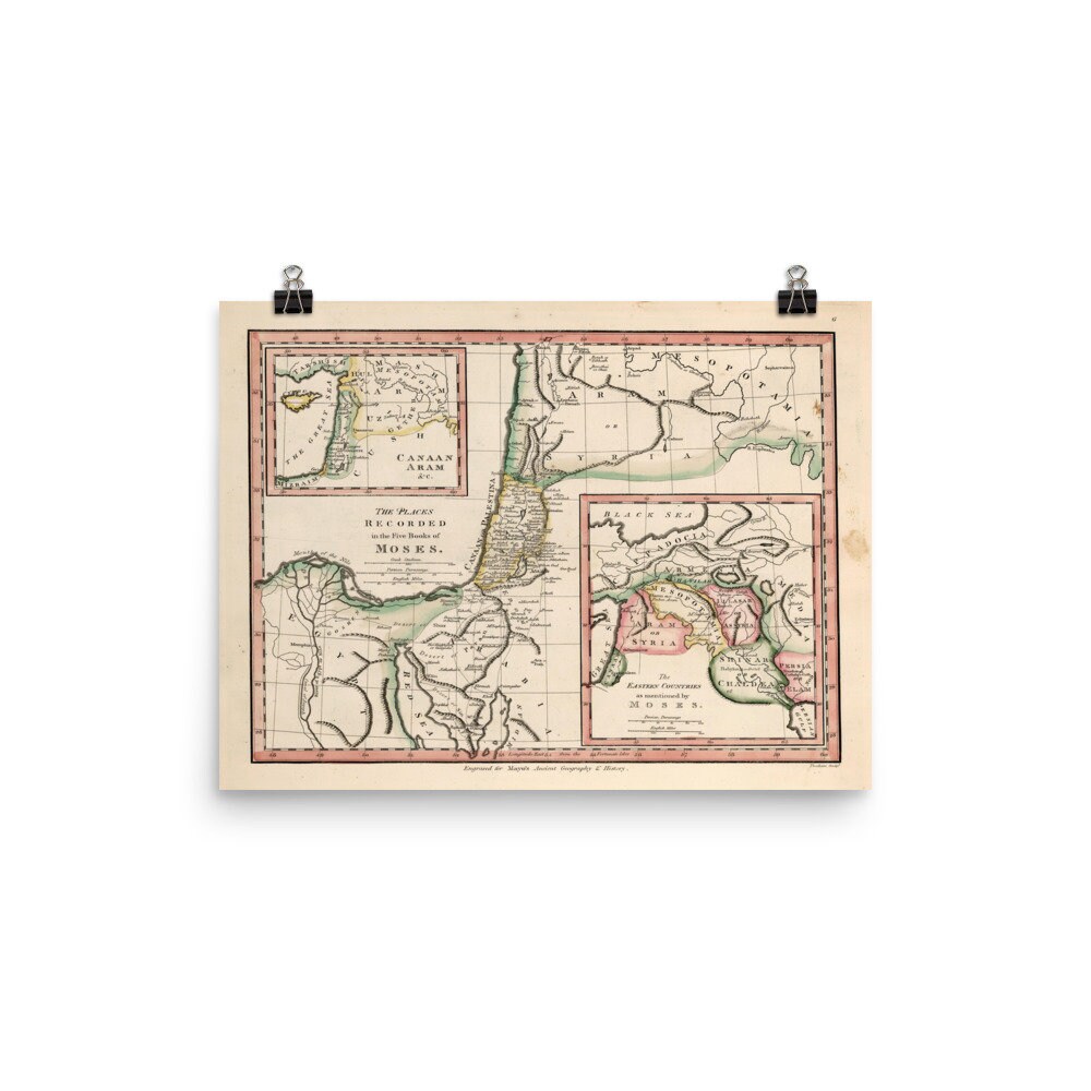 Old Moses & Exodus Route Map 1815 Vintage Bible Atlas Poster - Etsy