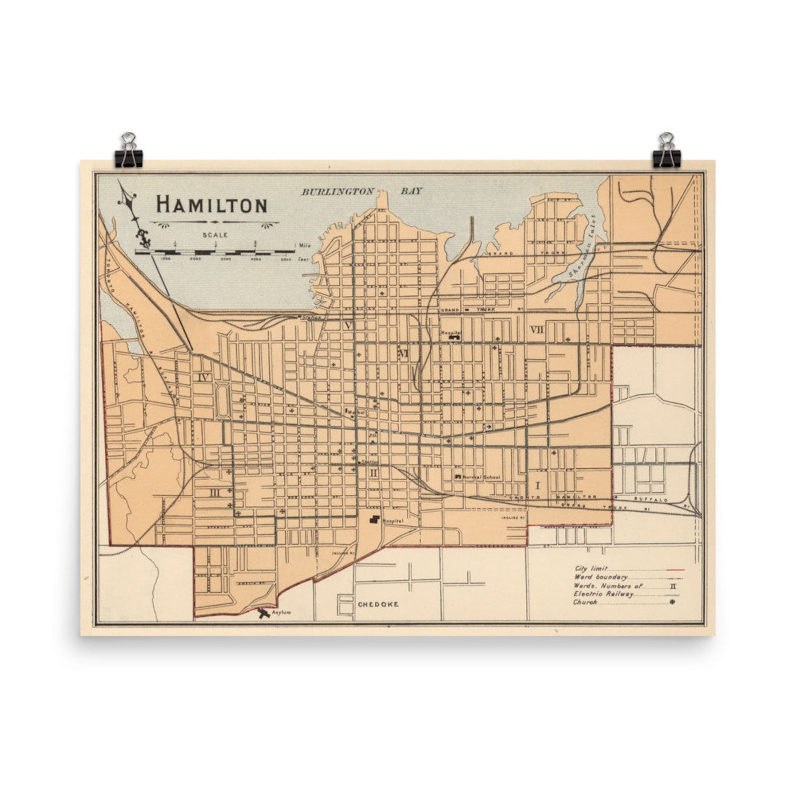 Old Hamilton Ontario Map 1906 the Ambitious City Canada | Etsy
