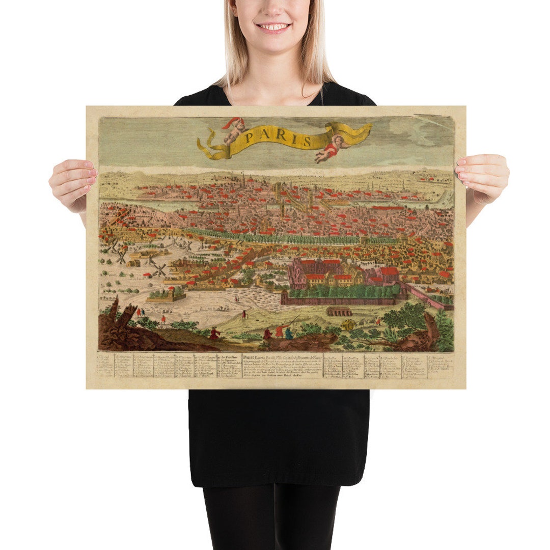 Old Paris France Map 1700 Vintage French Capital City Atlas Poster - Etsy