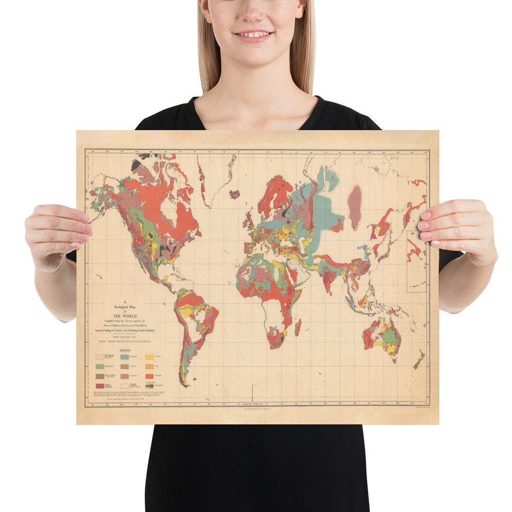Old World Geology Map 1921 Vintage Global Geological Atlas | Etsy