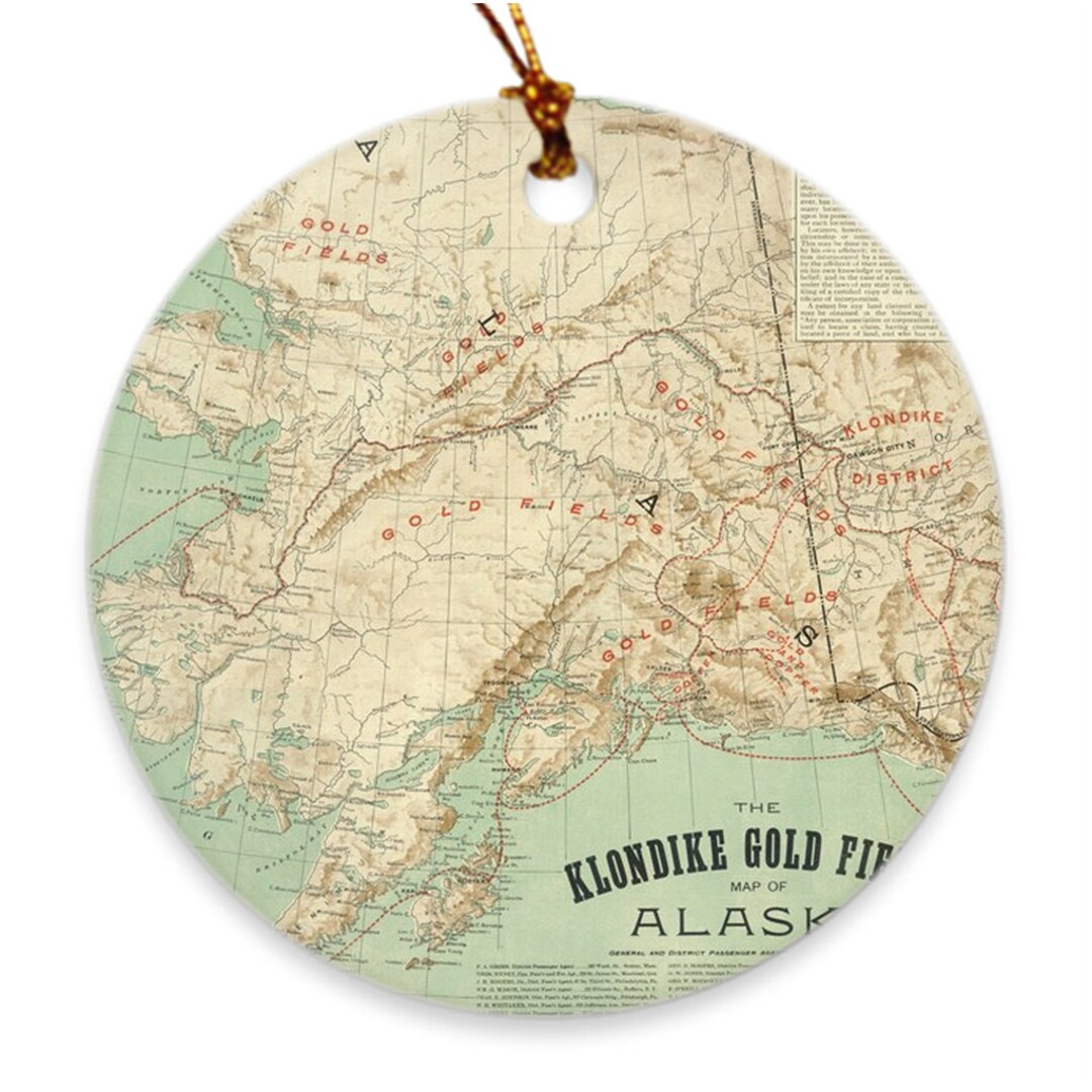 Old Alaska Gold Fields Map 1898 Ornaments - Etsy