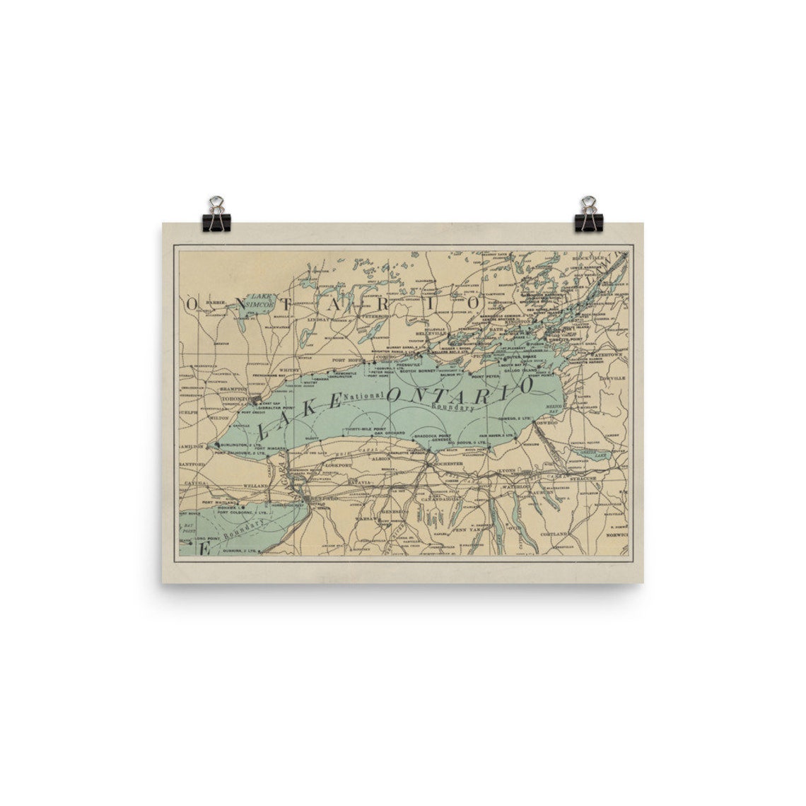 Old Lake Ontario Lighthouses Map (1898) Nautical Great Lakes Chart ...