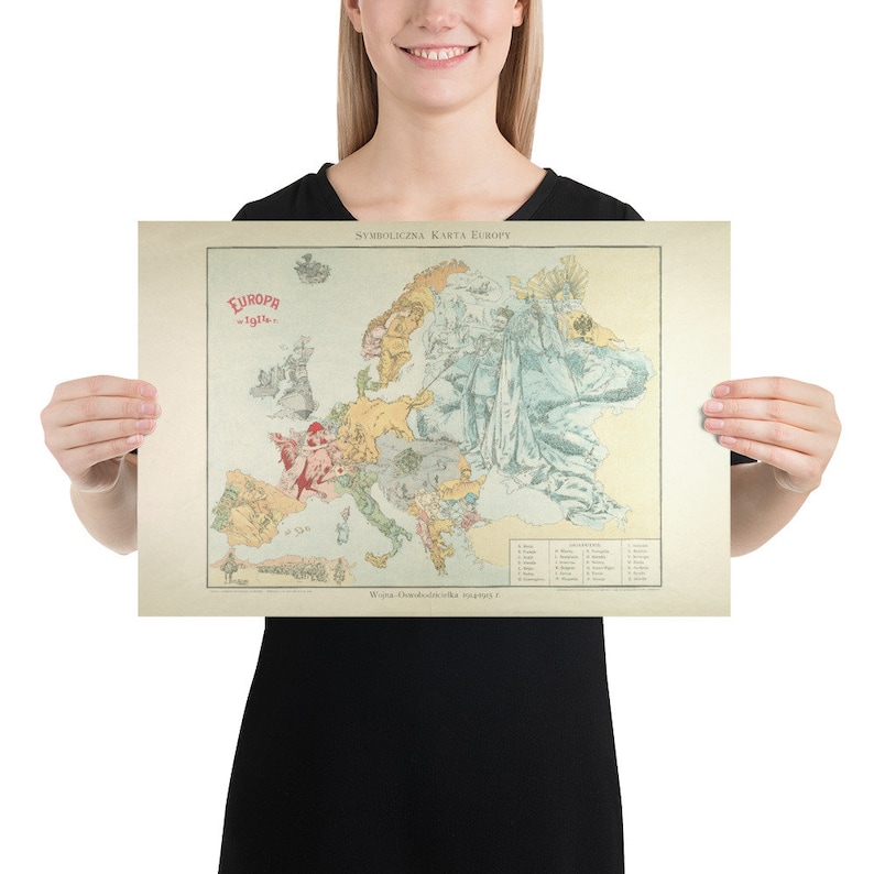 Vintage Europe WWI Illustrative Map 1915 Vintage World War I - Etsy
