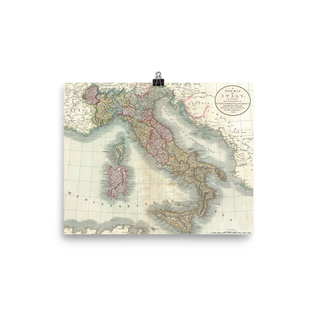 Old Italy Map (1799) Vintage Italian Atlas Poster - Etsy