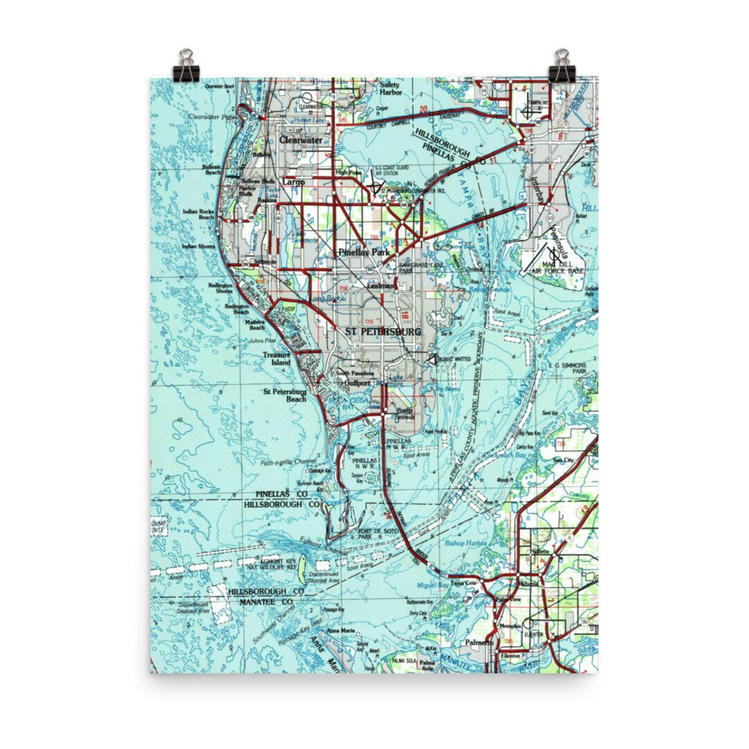 St Petersburg Florida Map (1988) Saint Pete FL Road Atlas Poster - Etsy